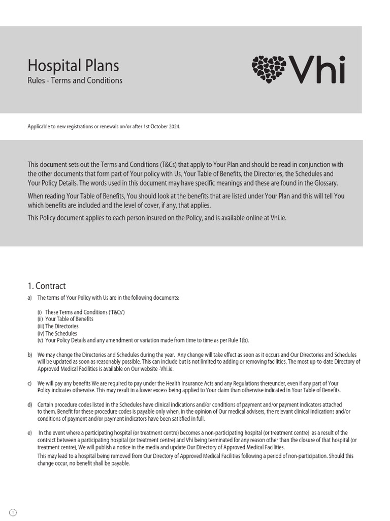 Hospital Plans Rules - 01oct24 - HLRD38 | PDF | Insurance | Childbirth