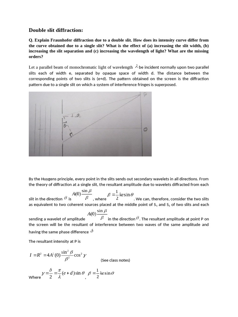 P3507 - Diffraction - Double Slit and Slit - N Slit 2024 | PDF | Diffraction | Physics