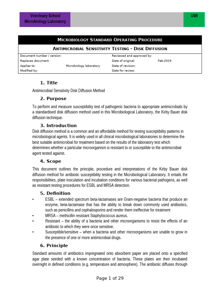 Antimicrobial Sensitivity Disk Difussion | PDF | Antibiotics | Medical ...