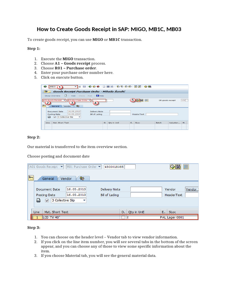How To Create GRN in Sap | PDF | Receipt | Information