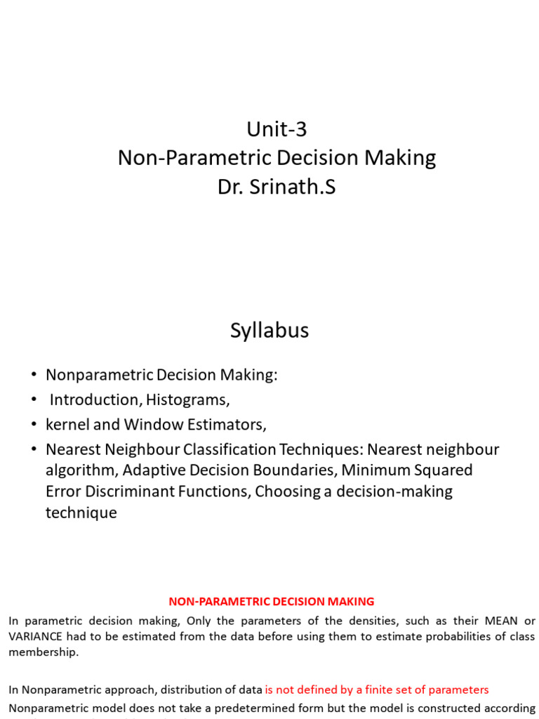 3 Unit PR NonParametric Decision Making | PDF | Histogram | Euclidean Vector