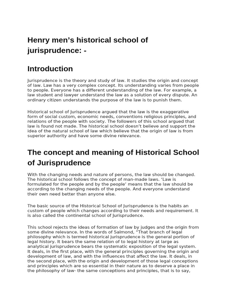 Sir Henry Maine and Historical Jurisprudence | PDF | Jurisprudence ...