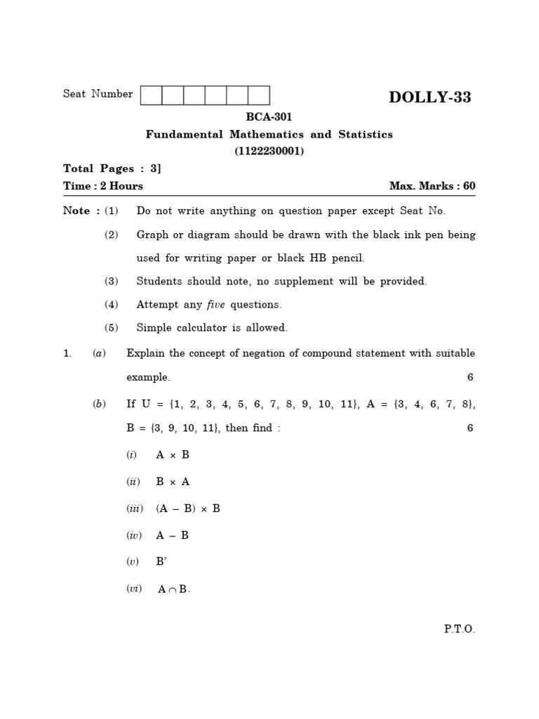 Sy Bca Pyq | PDF | Mathematics
