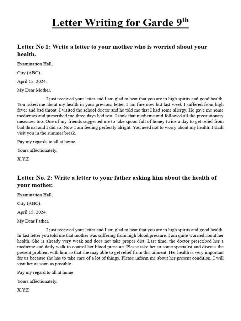 9th Grade Letter Writing Examples | PDF