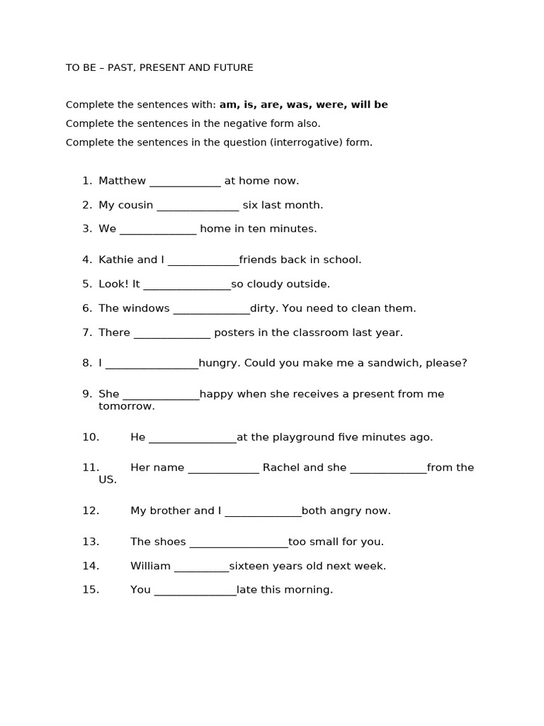 To_be_-_exercises_past_-_present_and_future (2) | PDF