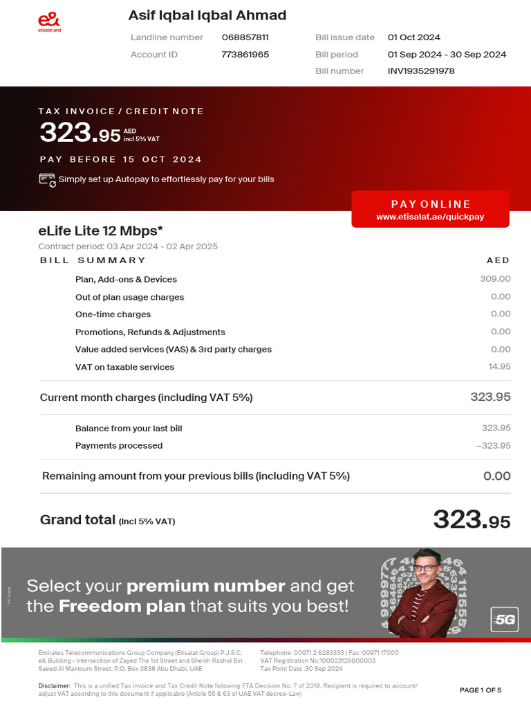 Bill | PDF | Value Added Tax | United Arab Emirates