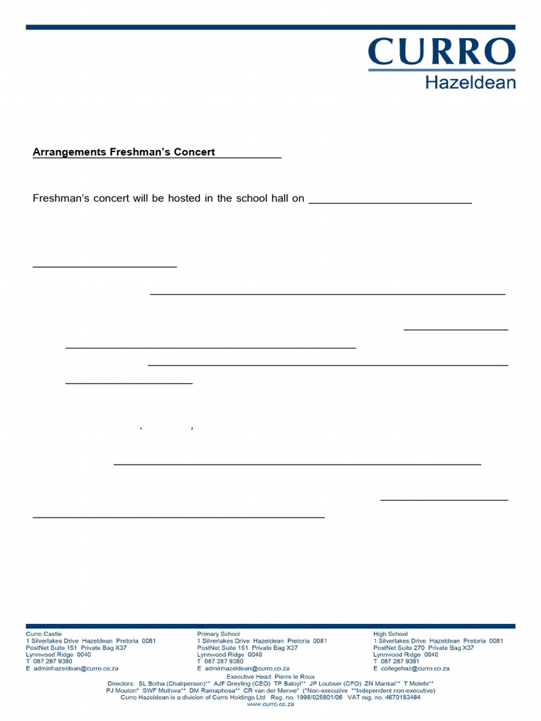 Freshman's Concert Letter 24 January 2 | PDF