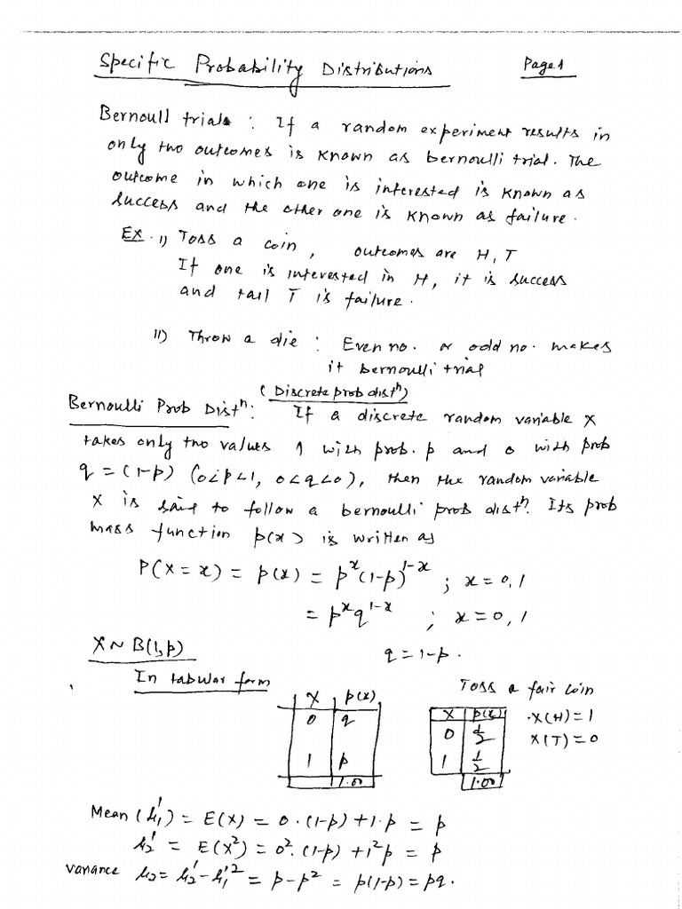 Unit 4 (Bernoulli Binomial) | PDF