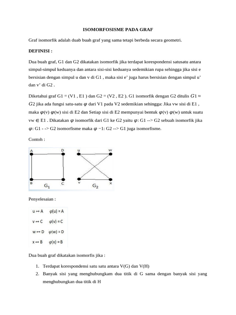 Isomorfisme Graf: Definisi dan Contoh | PDF