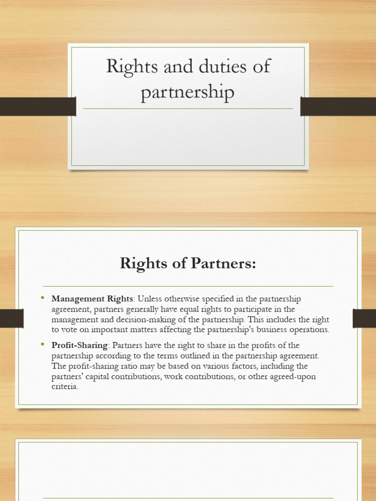 Rights and Duties of Partnership | PDF | Partnership | Fiduciary