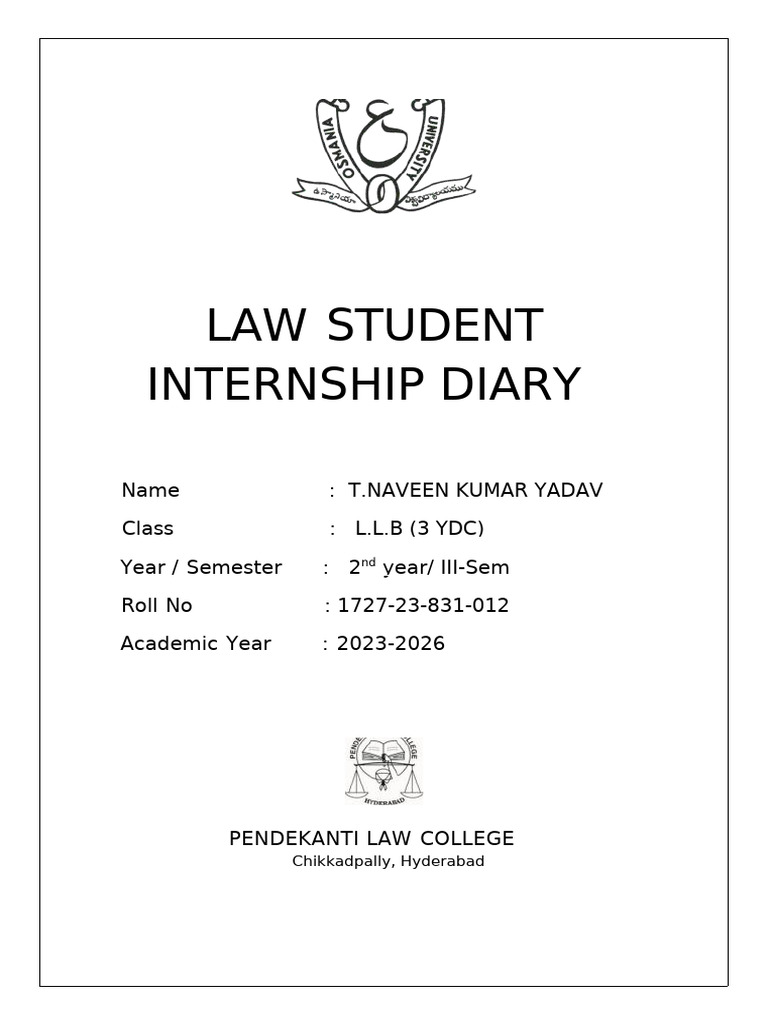 Internship Diary Coverpage | PDF | Law