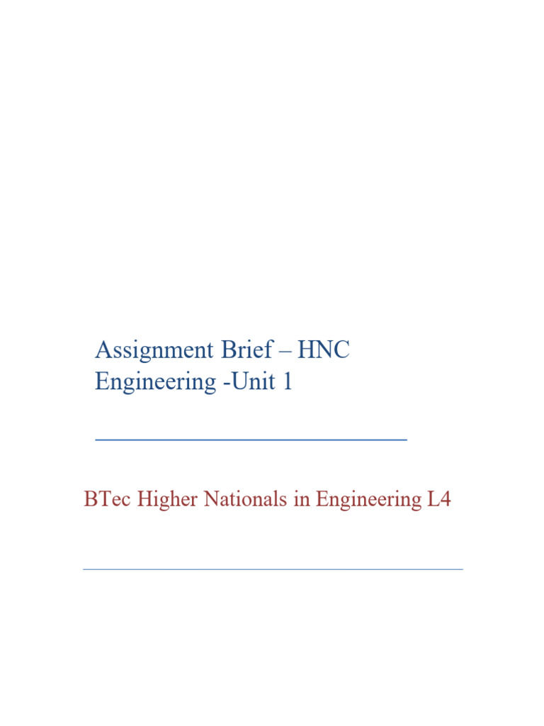 Assignment Brief (Unit 1) Engineering Design L4 | PDF | Evaluation | Engineering