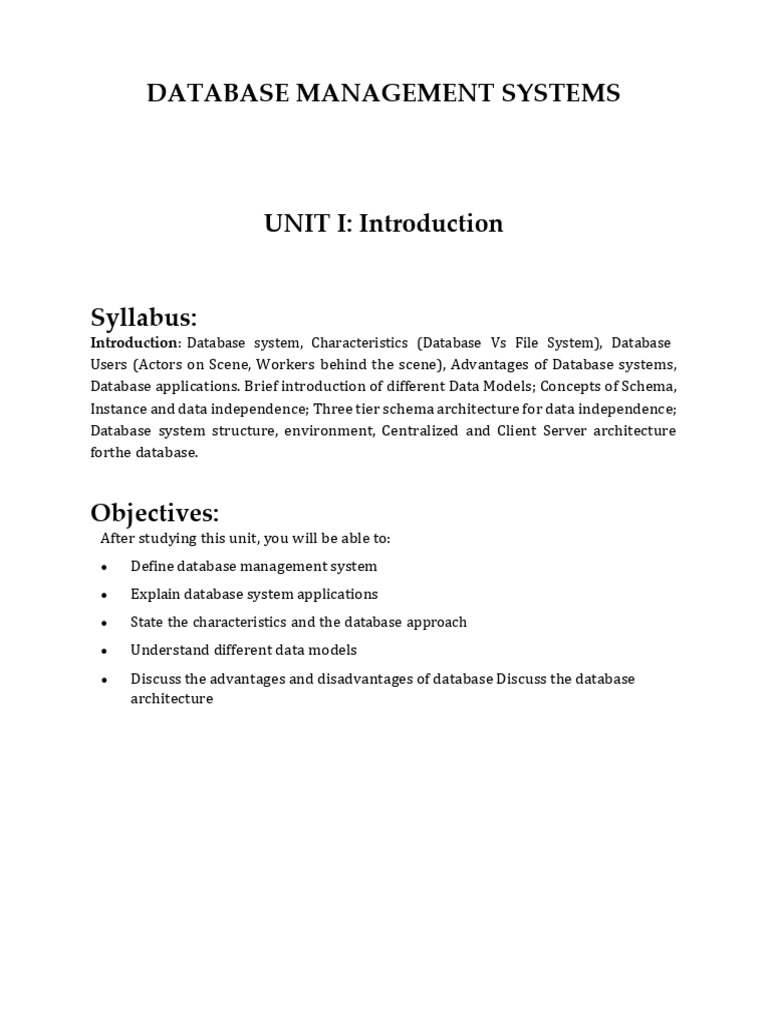 DBMS (R20) UNIT - 1 (1) | PDF | Databases | Relational Database