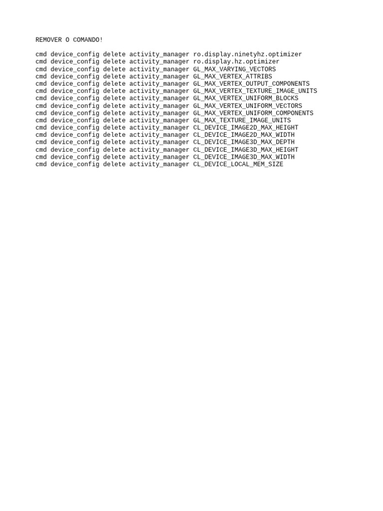 Remove Device Config Commands Guide | PDF | Computers