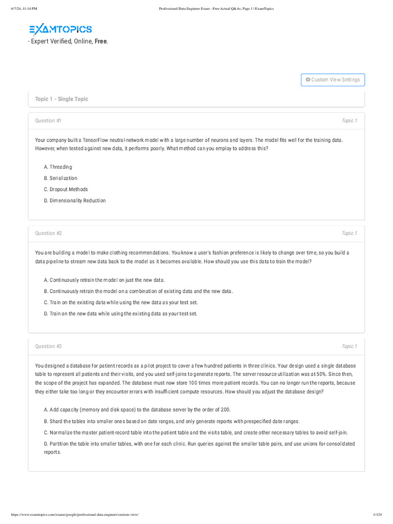 Professional Data Engineer Exam - Free Actual Q&As, Page 1 - ExamTopics ...