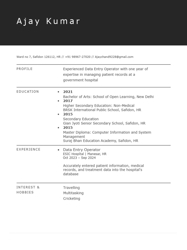 Ajay Kumar Resume | PDF