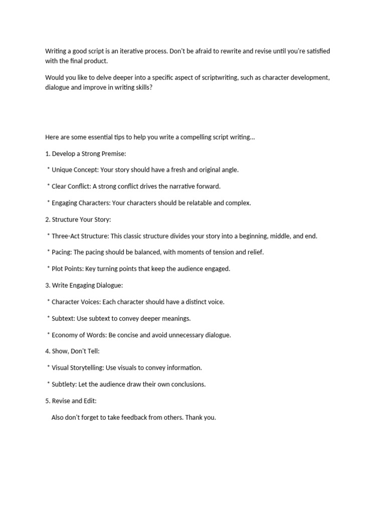 Writing A Good Script | PDF