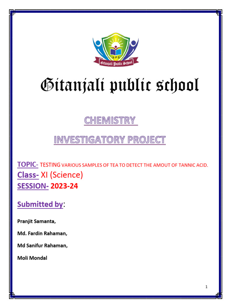 Project Class 11 | PDF | Chemical Substances | Chemistry