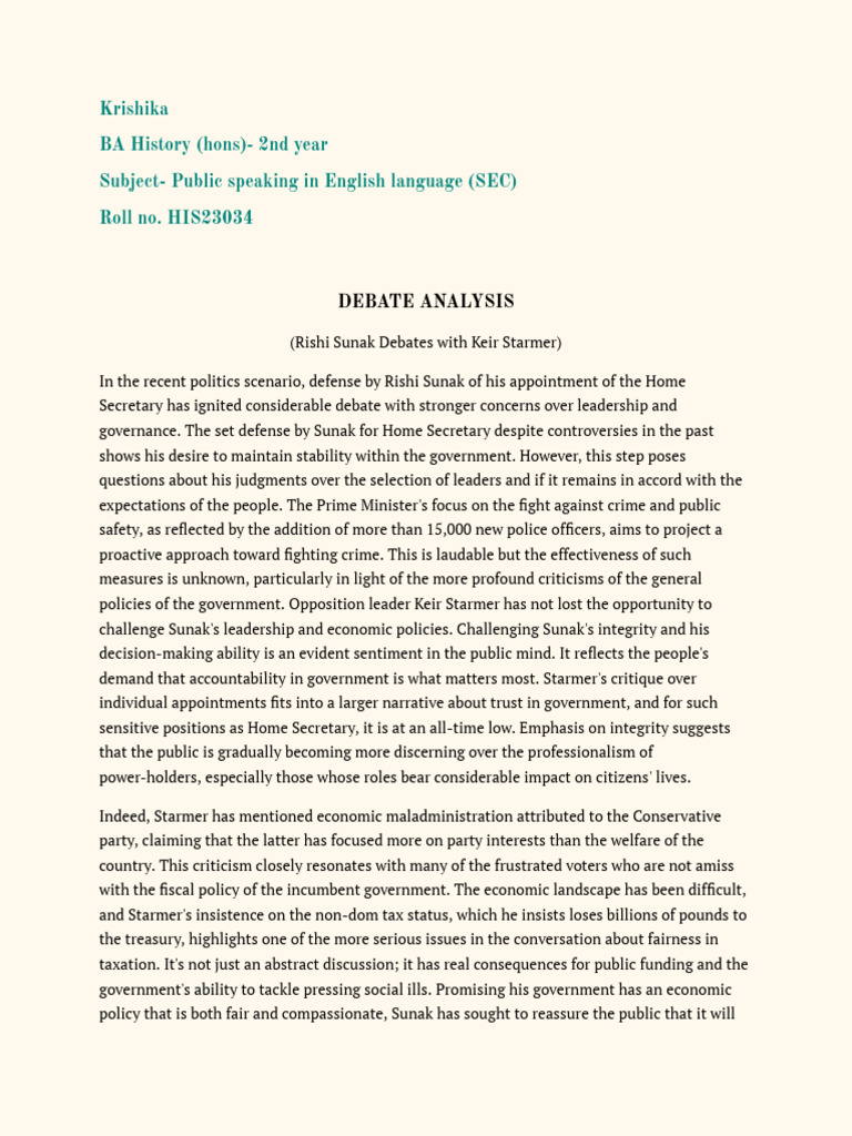 Debate analysis | PDF | Leadership | Governance