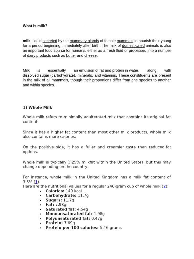 What Is Milk 054449 PDF Milk Fat