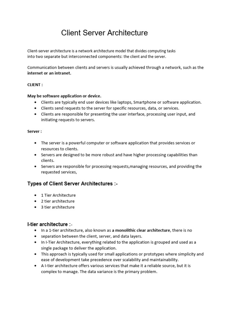 Client-Server Architecture Overview | PDF | Client–Server Model | Server (Computing)