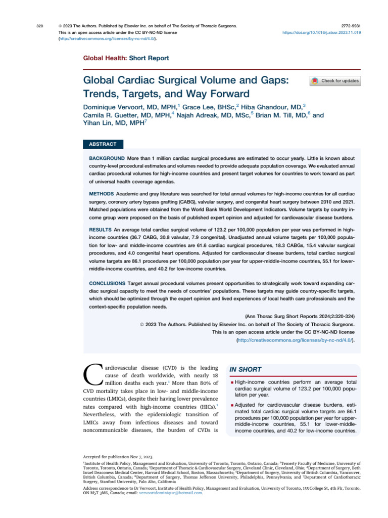 Global Cardiac Surgical Volume and Gaps | PDF | Heart | Cardiac Surgery