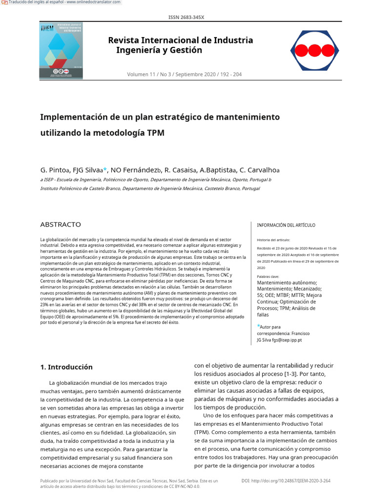Implementing A Maintenance Strategic Plan Using TP - En.es | PDF ...