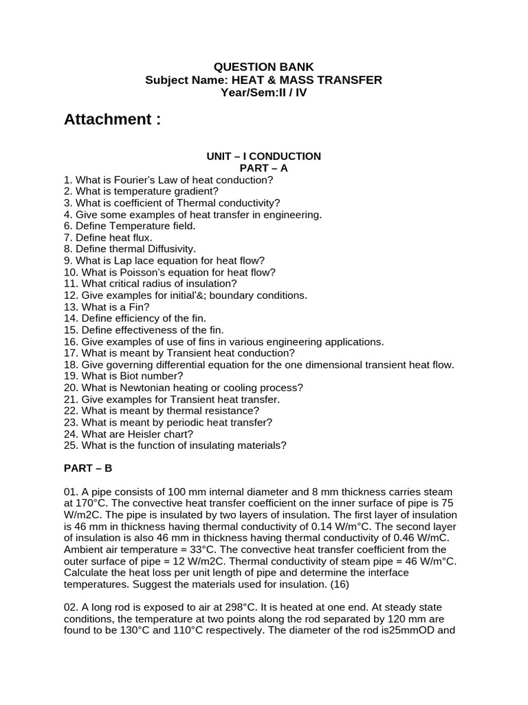 Question Bank HT | PDF | Heat Transfer | Boundary Layer
