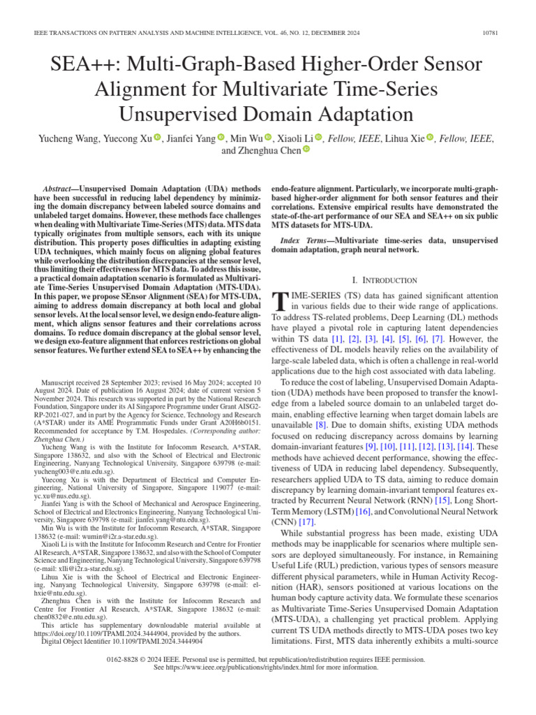 SEA Multi-Graph-Based Higher-Order Sensor Alignment For Multivariate Time-Series Unsupervised ...