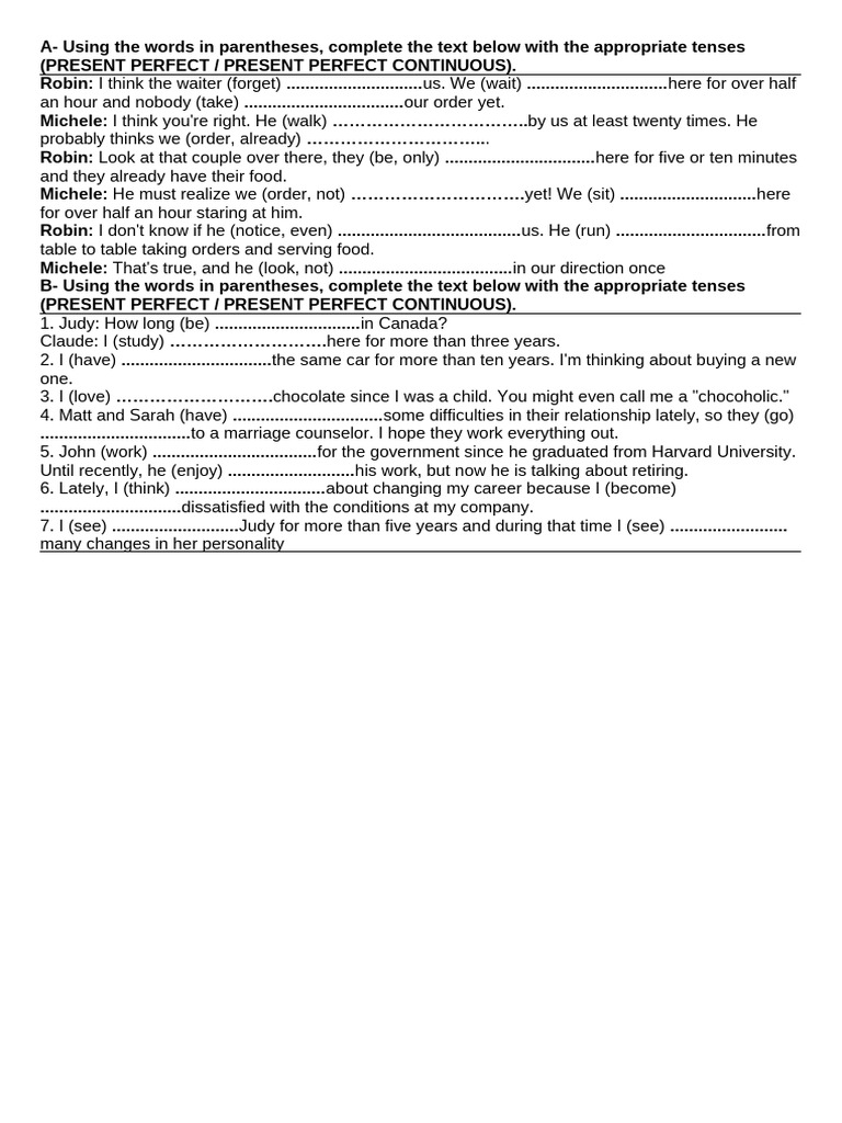 Present Perfect Simple and Continuous | PDF