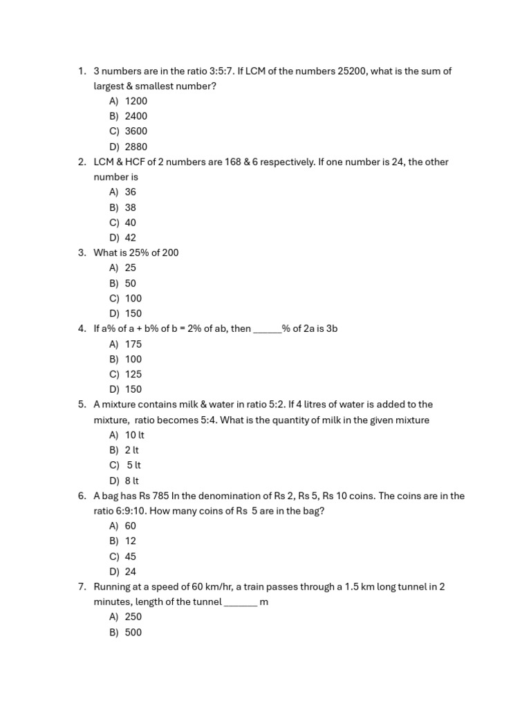 Affability Clerkship Mock Test | PDF | Speed