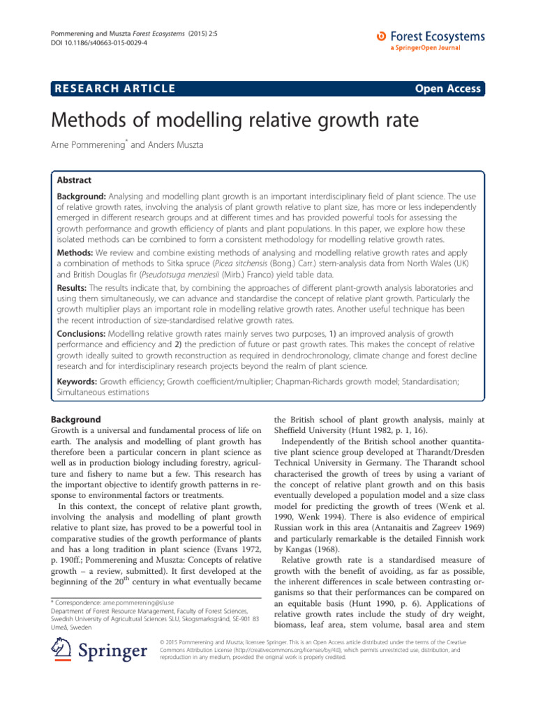7.methods of Modelling Relative Growth Rate | PDF | Spruce | Forests