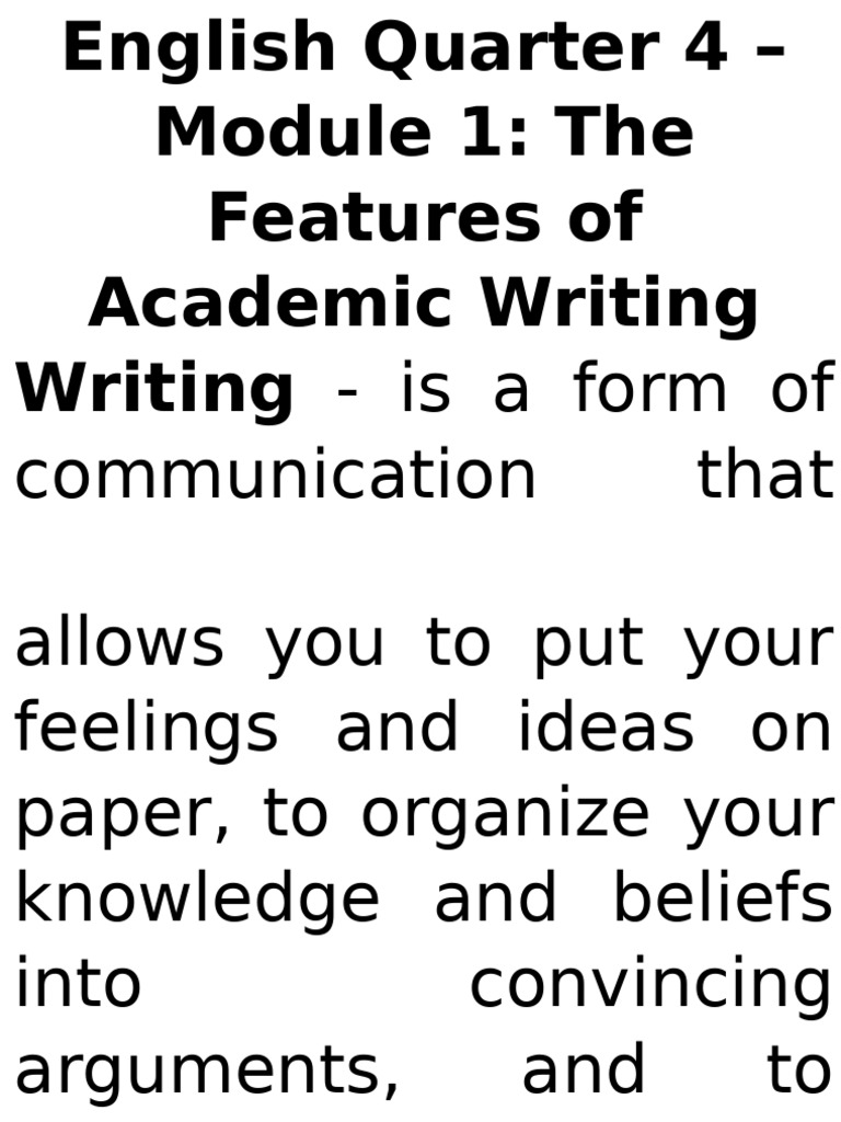 Features of Academic Writing Guide | PDF | Thesis | Writing