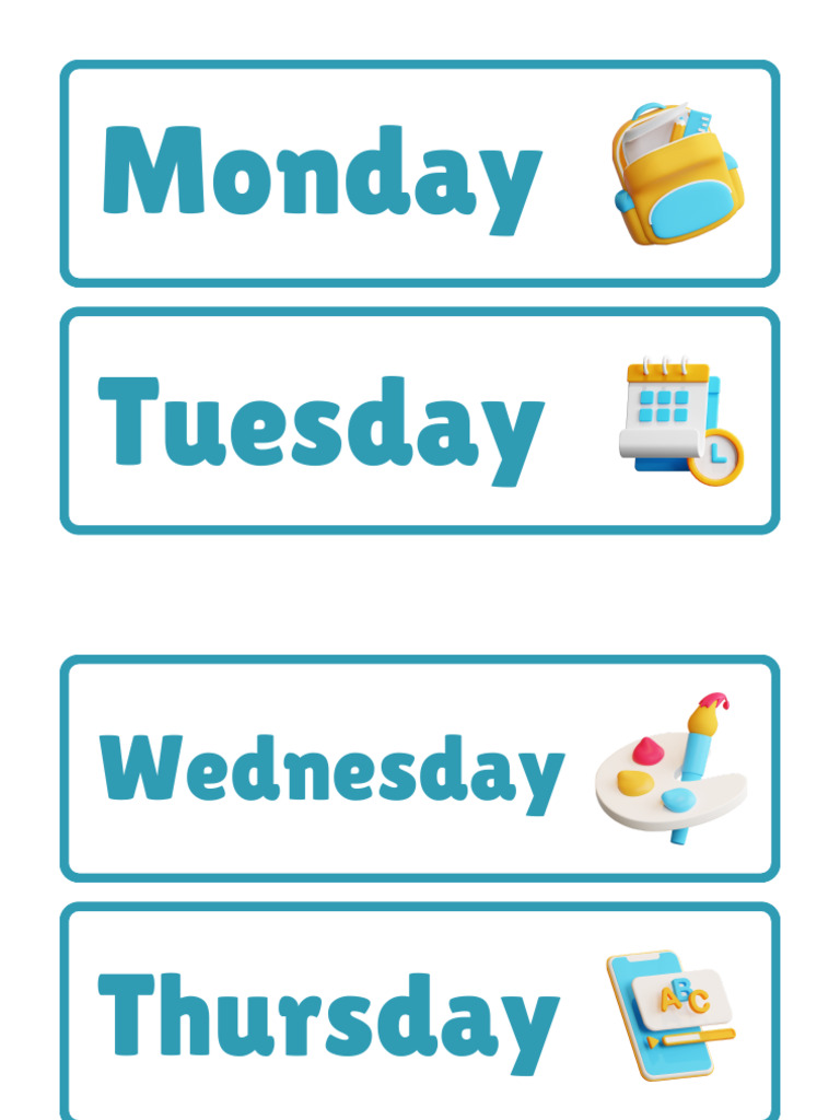 Days of The Week Flashcard | PDF