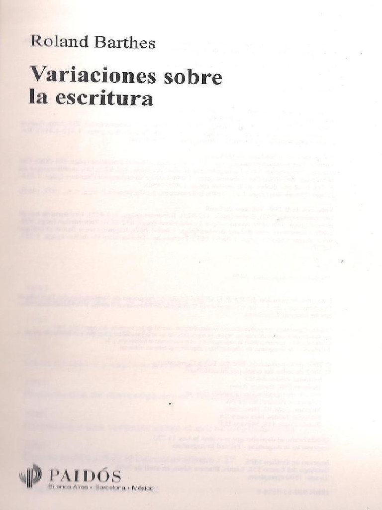 Barthes Variaciones Sobre La Escritura | PDF