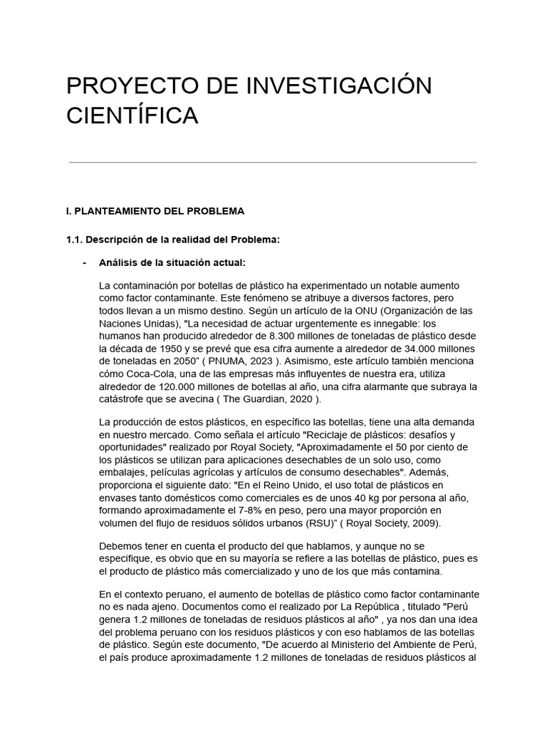 Proyecto de Investigación Científica | PDF | Residuos | Reciclaje