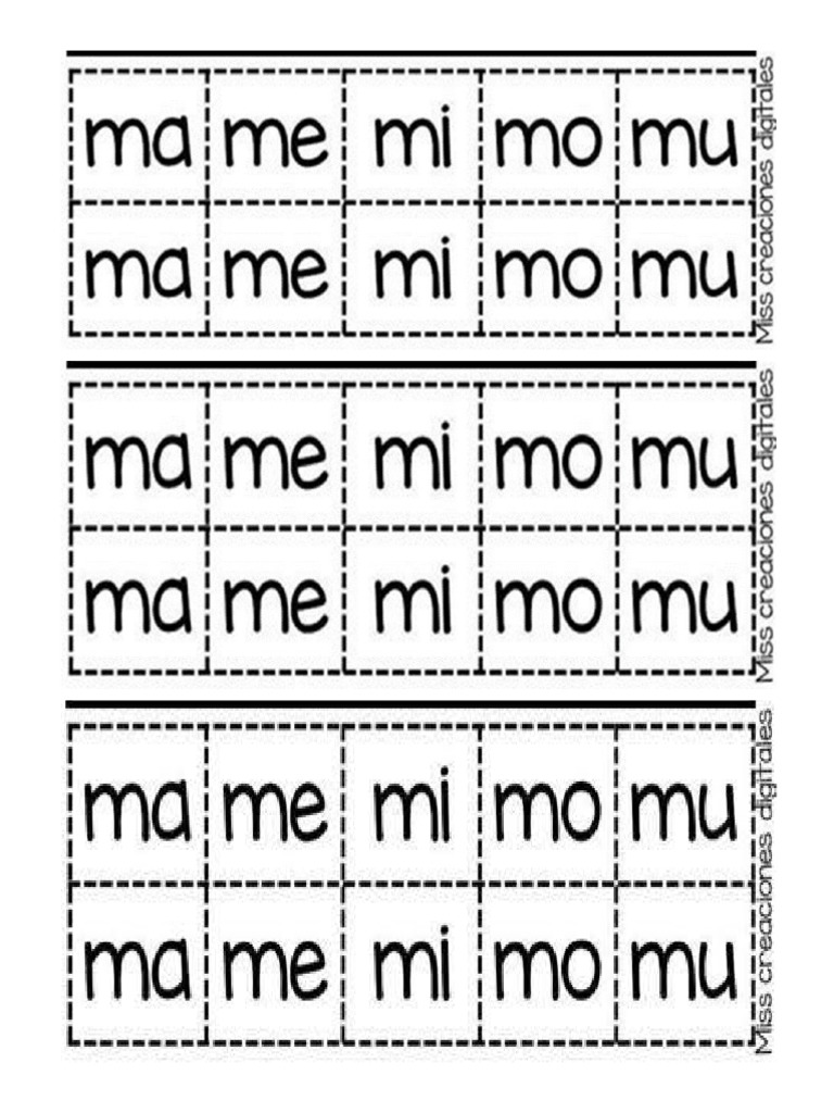 Sílaba Ma Me Mi Mo Mu para Recortar | PDF
