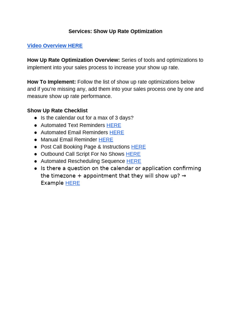 Show Up Rate Optimization Tools | PDF