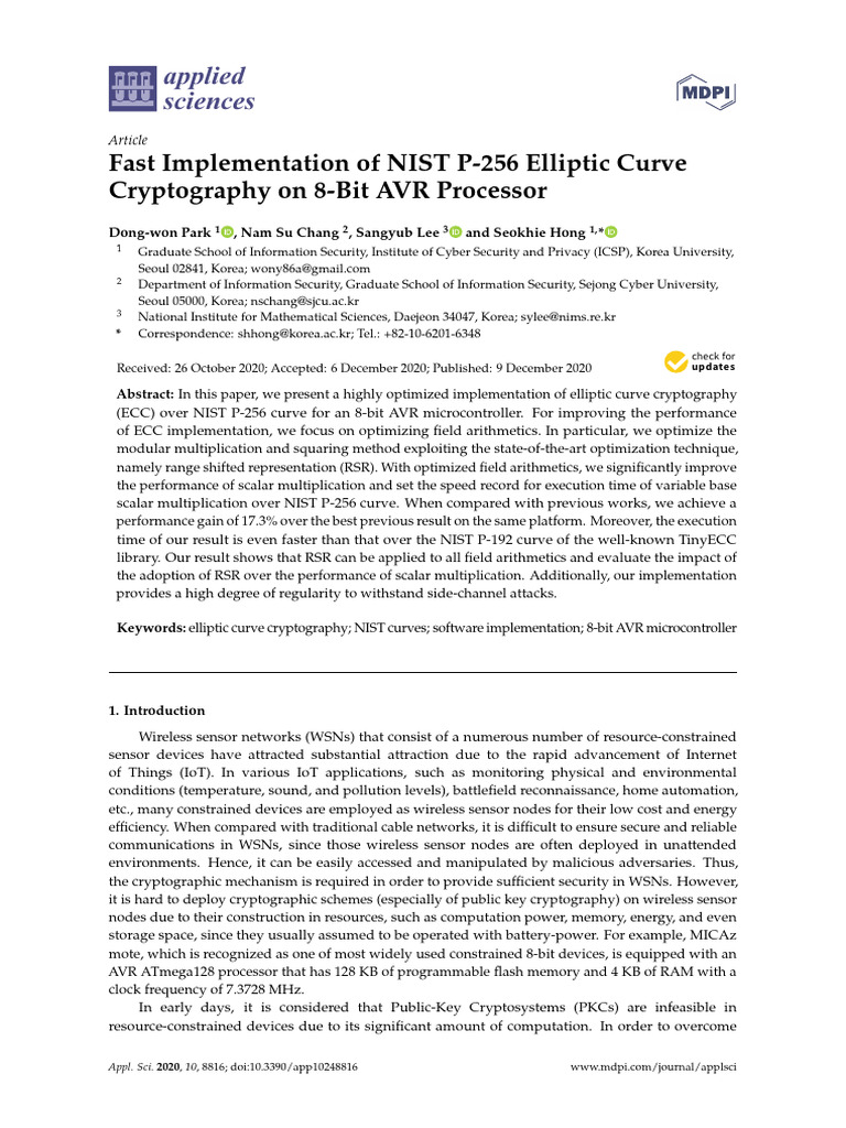 Fast Implementation of ECC p256 | PDF | Wireless Sensor Network | Computer Engineering