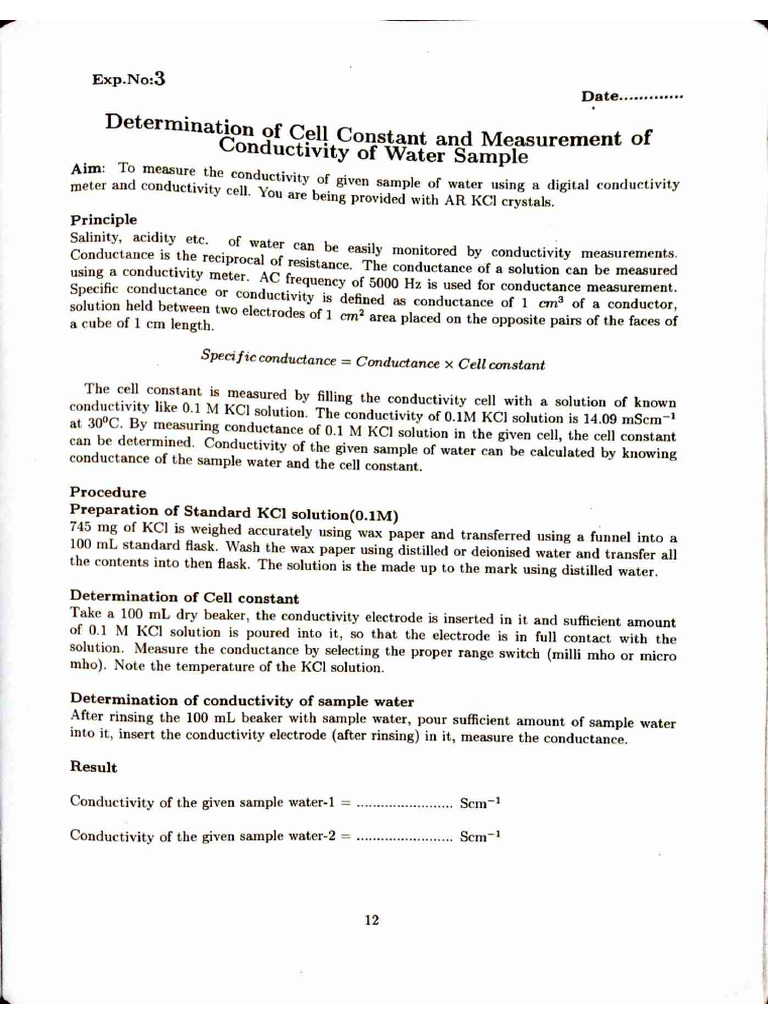 Conductivity Experiment | PDF