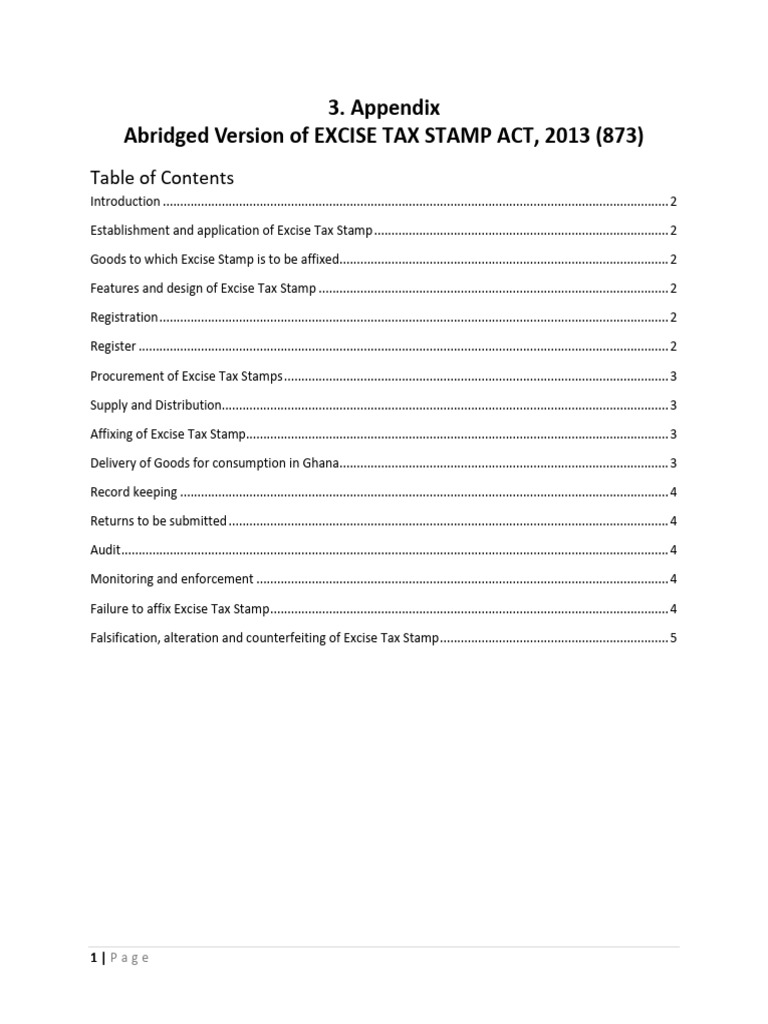 3 Abridged Version of Excise Tax Stamp Act | PDF | Excise | Taxation