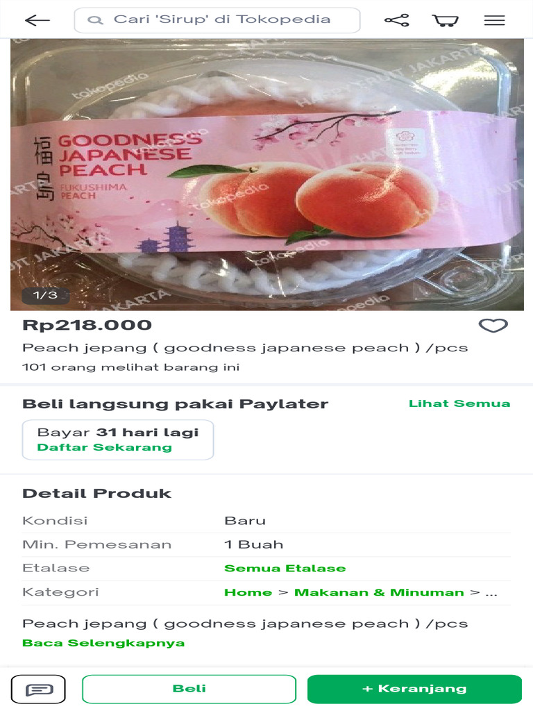 Jual Peach Jepang (Goodness Japanese Peach) Pcs - Jakarta Barat - Happy Fruit Jakarta Tokopedia ...