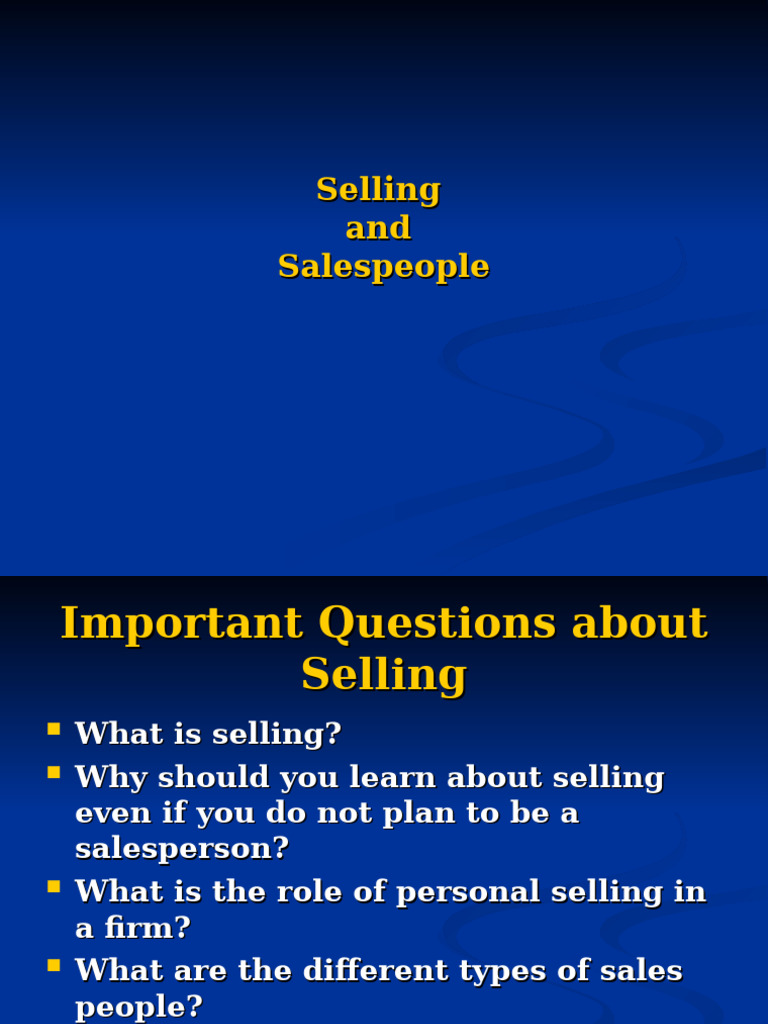Sales Man Personal Selling | PDF | Sales | Marketing