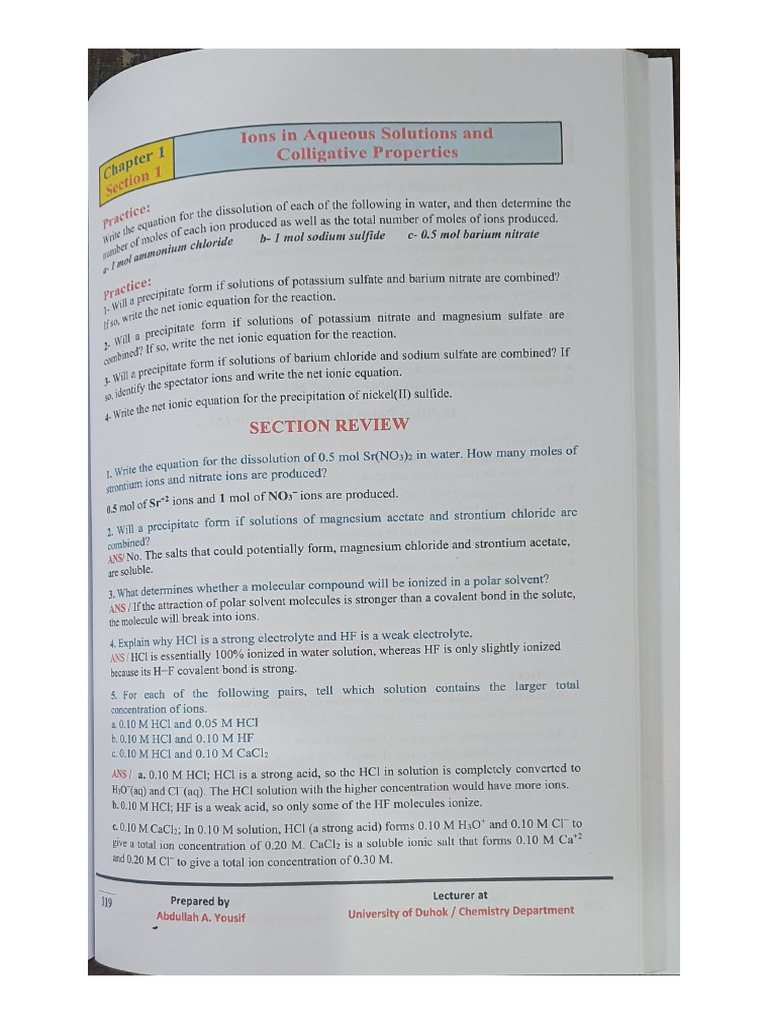 Chemistry Chapter Review Anwers | PDF