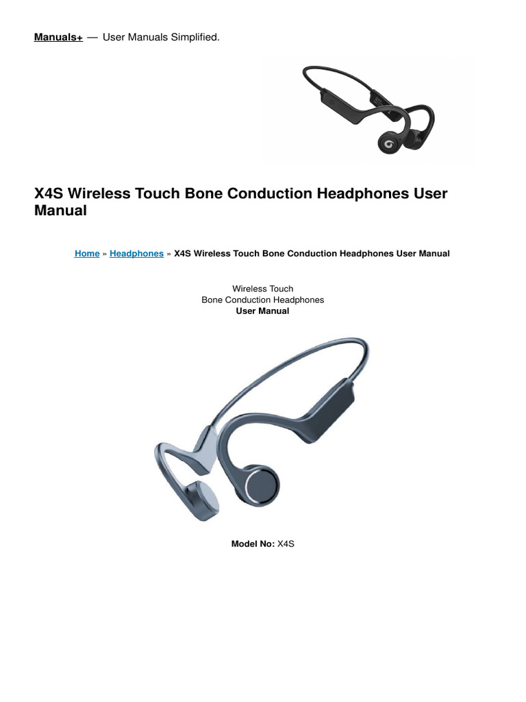 x4s Wireless Touch Bone Conduction Headphones Manual | PDF | Headphones ...