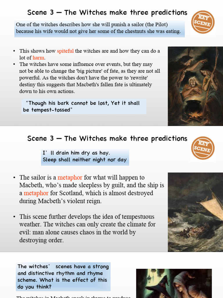 Macbeth's Witches: Predictions & Impact | PDF | Macbeth