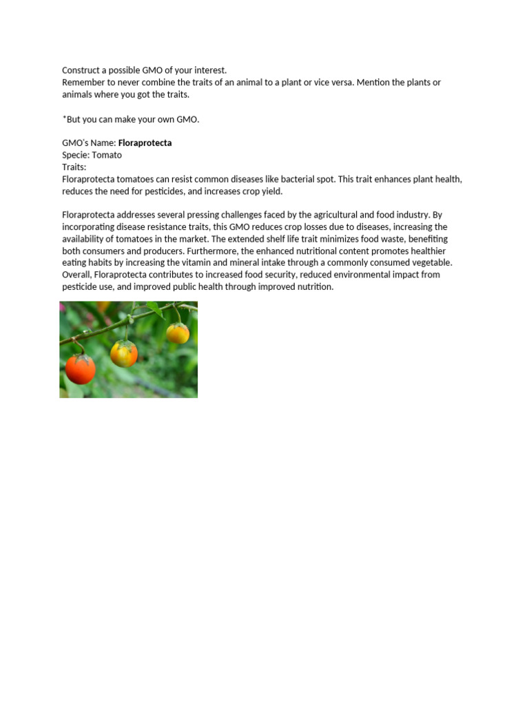 Construct A Possible GMO of Your Interest | PDF