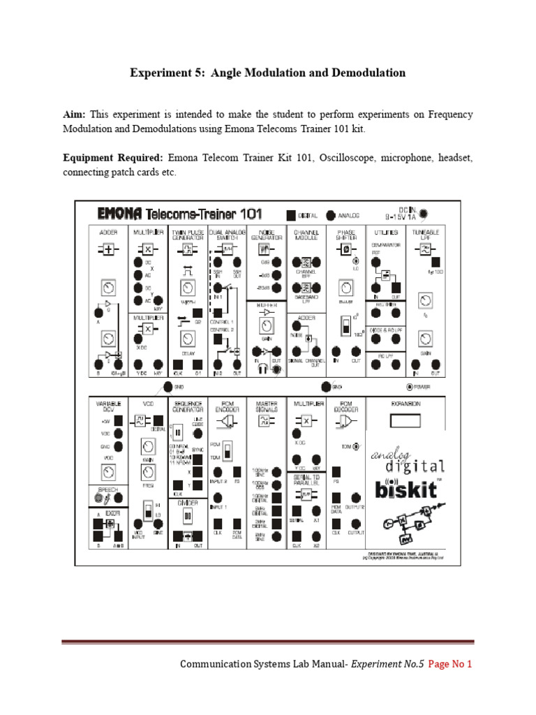 Communication Systems Lab - Exp 5 | PDF | Frequency Modulation | Detector (Radio)