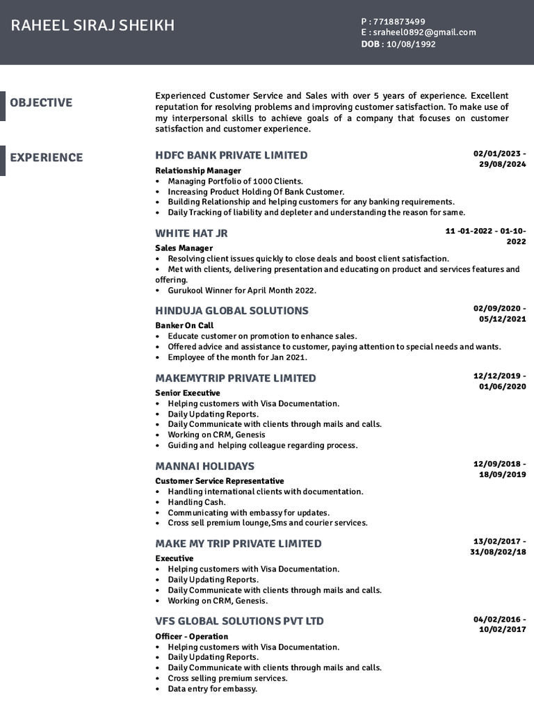 Rahil's Resume | PDF | Customer Relationship Management | Business