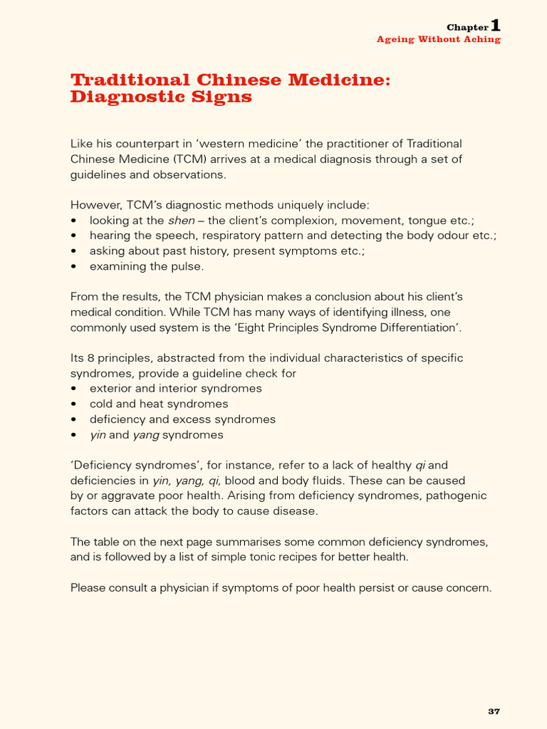 TCM Diagnostic Signs | PDF | Traditional Chinese Medicine | Clinical ...